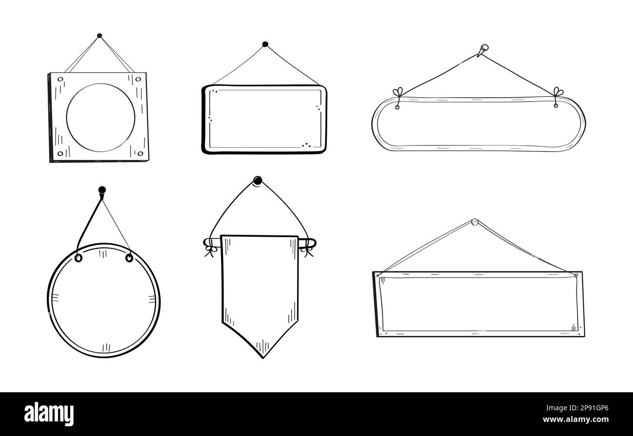 Empty door tag set vector. Supermarket haning labels. Shop door badge ...