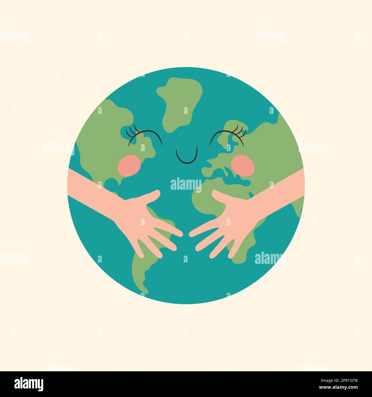Vector illustration of hands hug planet earth. Concept of World ...