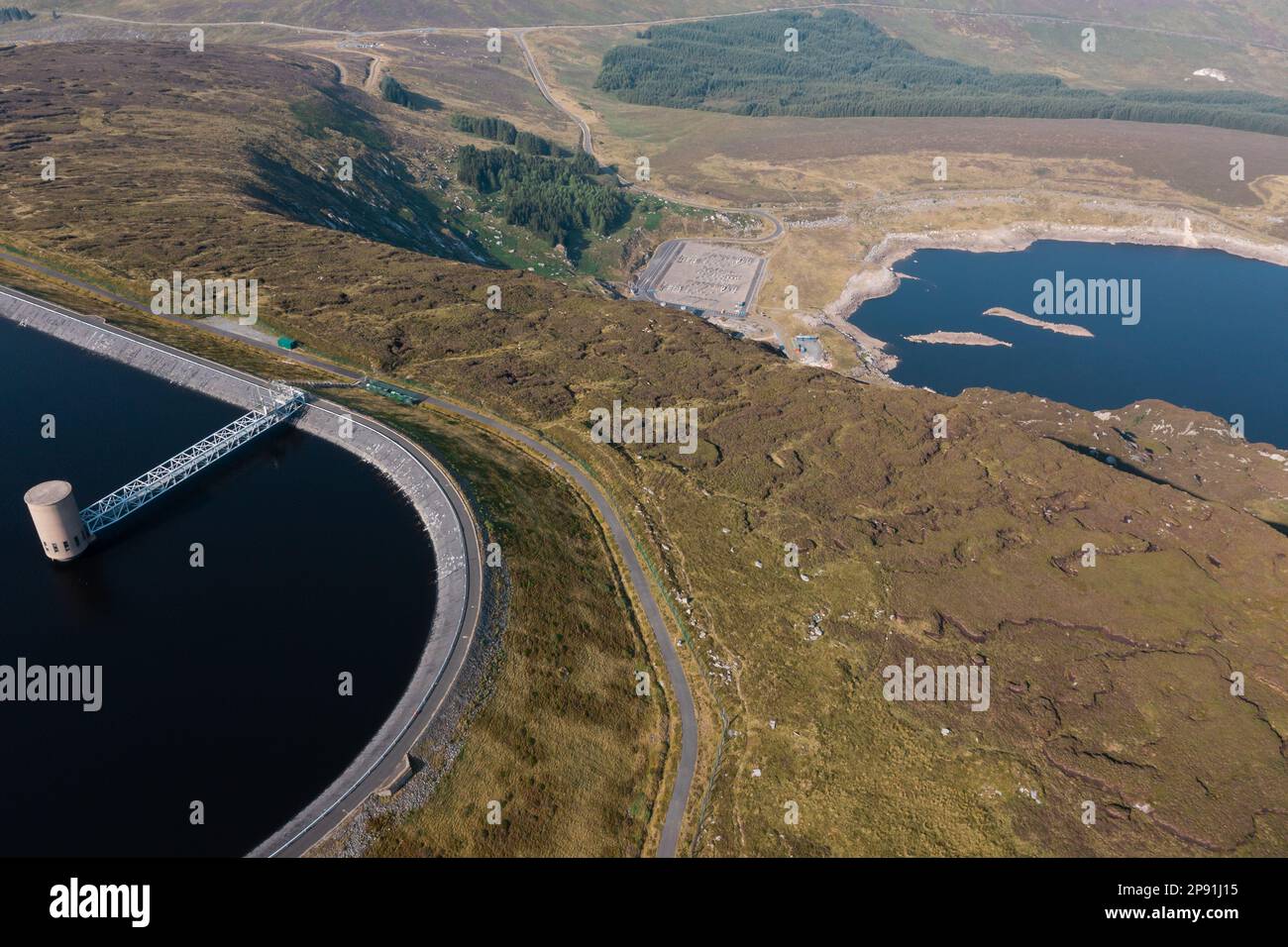 Aerial view of Turlough Hill also known as Tomaneena located in Wicklow ...