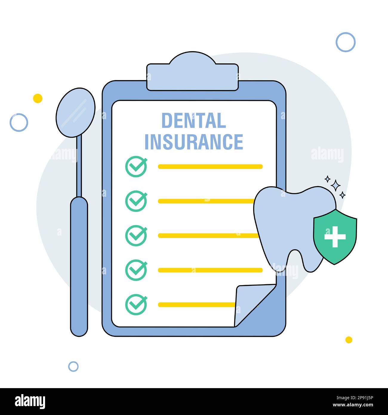 Dental insurance, dental care concept. Clipboard with medical document ...