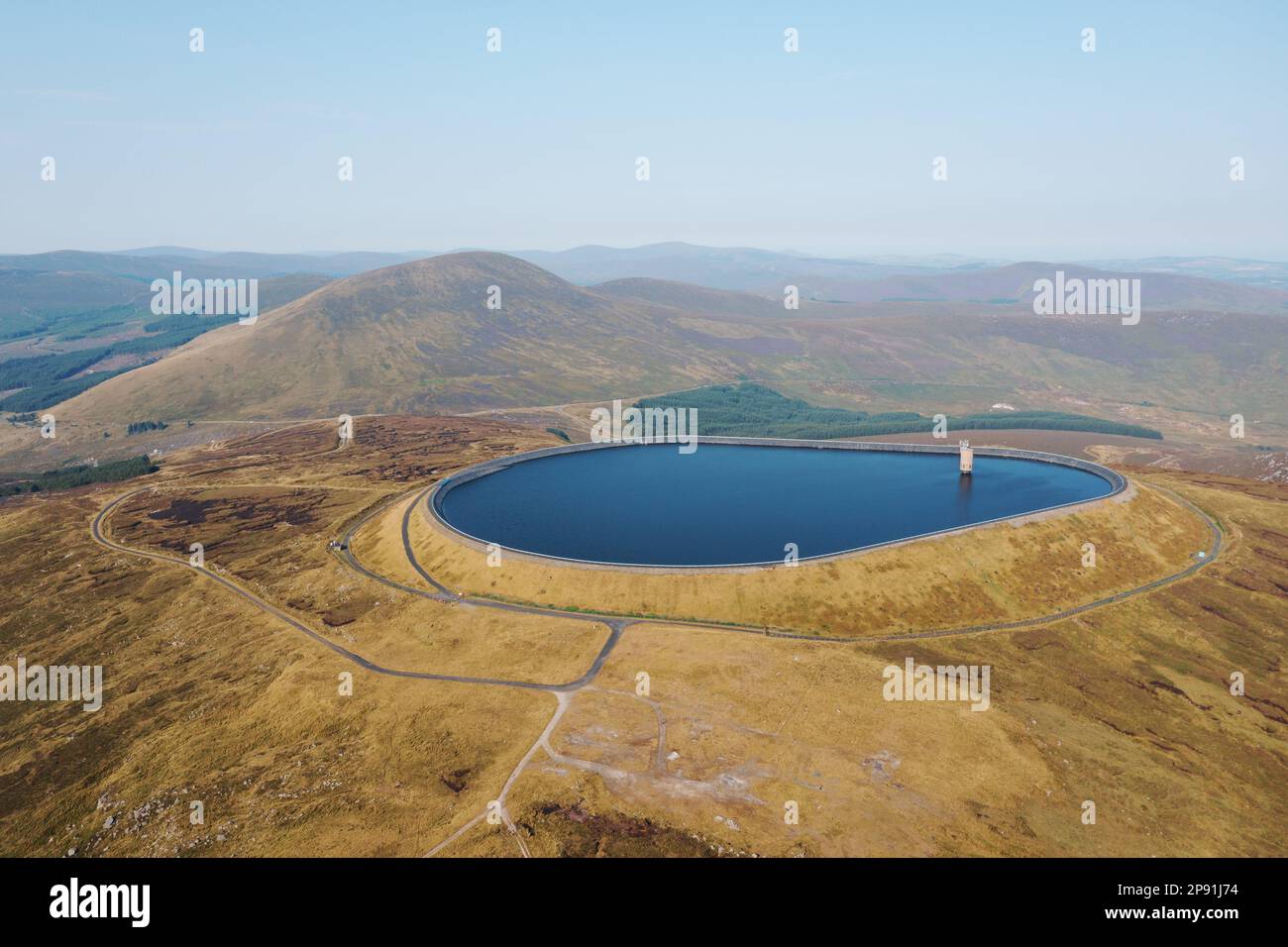 Aerial view of Turlough Hill also known as Tomaneena located in Wicklow ...
