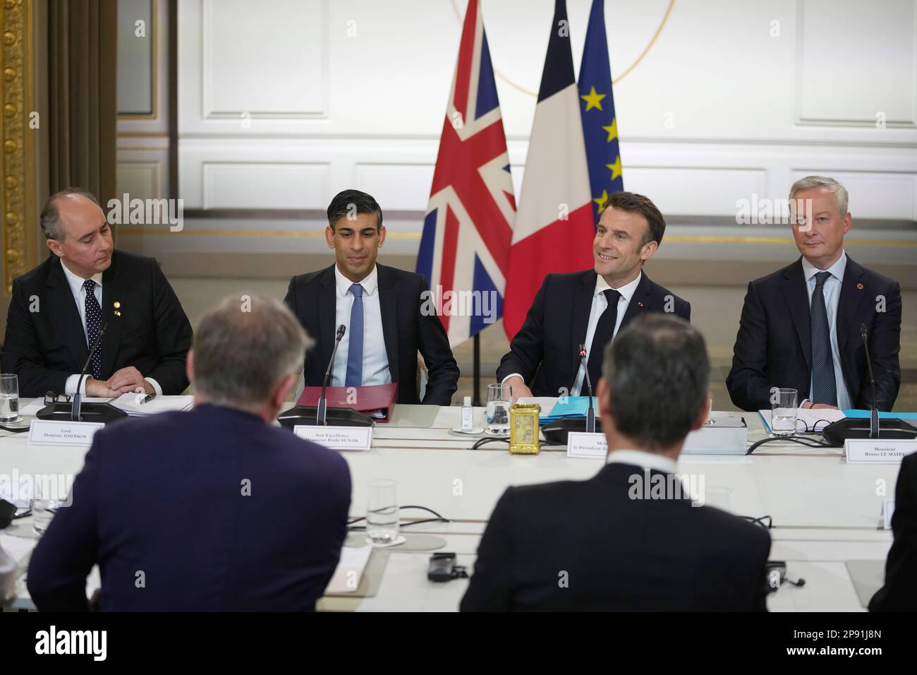 Prime Minister Rishi Sunak (second left) and President of France ...