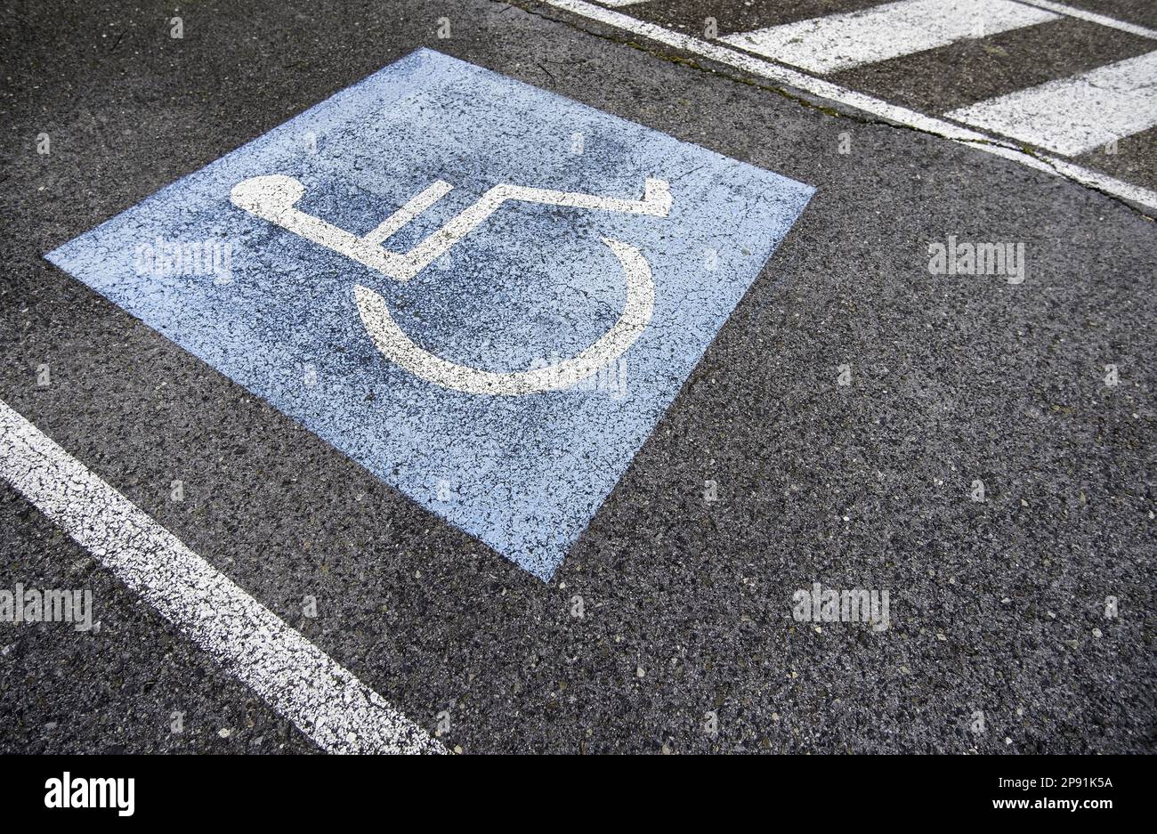 Signal detail for people with mobility problems, adapted parking for ...