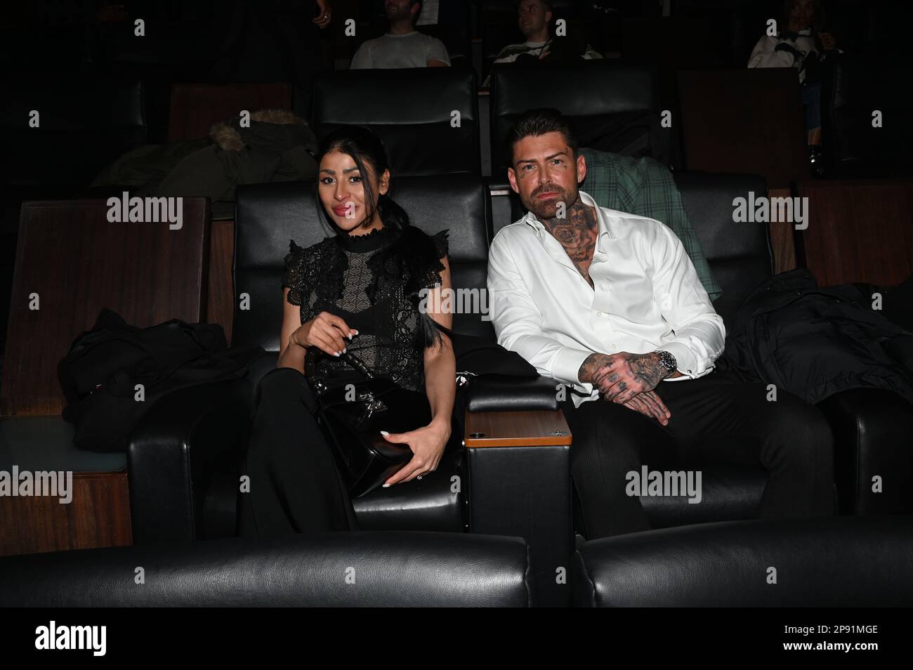 London, UK. 9th March 2023. Robbie McMahon and Rania Pugholm inside Vue ...