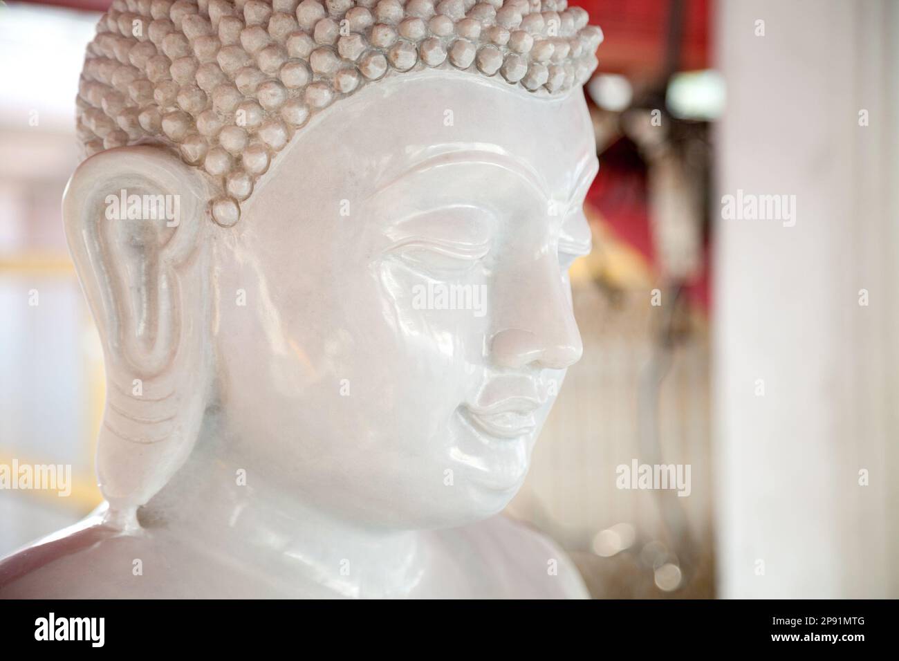 Beautiful white stone Buddha statue head. Buddhism sculpture calm ...