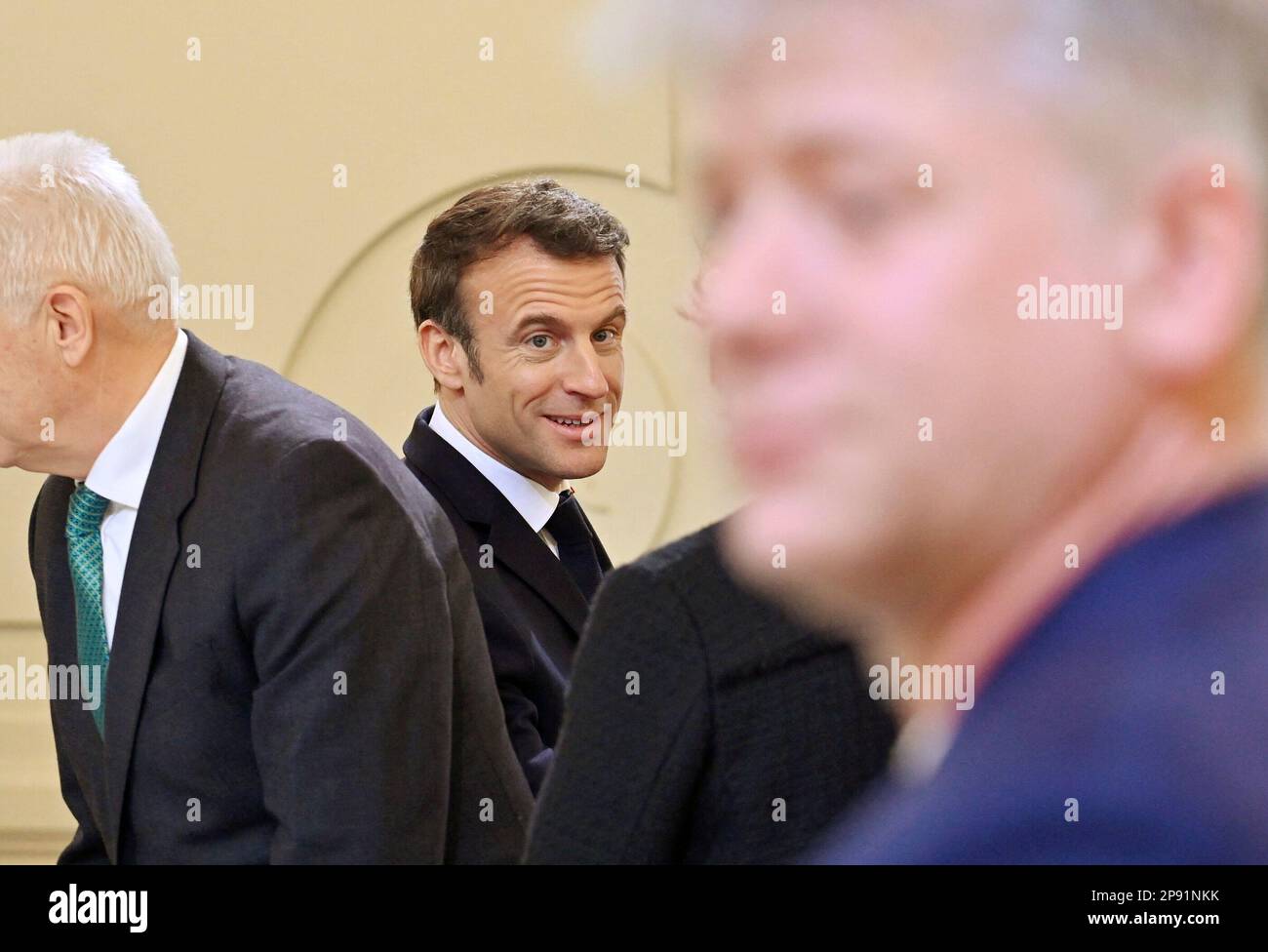 Paris, France. 10th Mar, 2023. French President Emmanuel Macron during ...