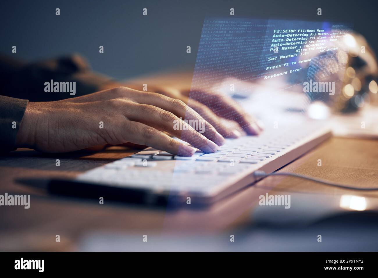 Hologram Woman Computer Keyboard Or Hands Programming Erp Software Server Or Coding