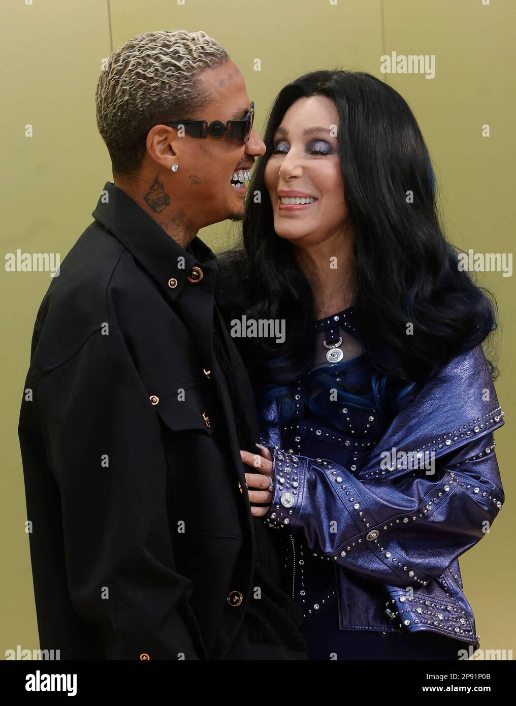 Alexander Edwards and Cher attend at the Versace FW23 Show held at the ...