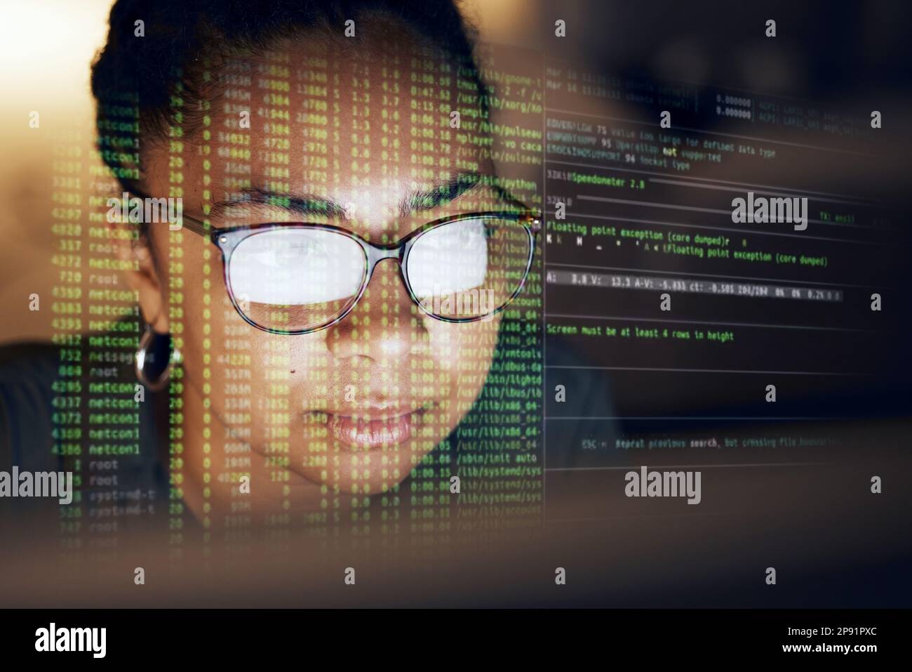 Computer Hologram Script And Woman Programming Software Server Or Coding Future Cybersecurity