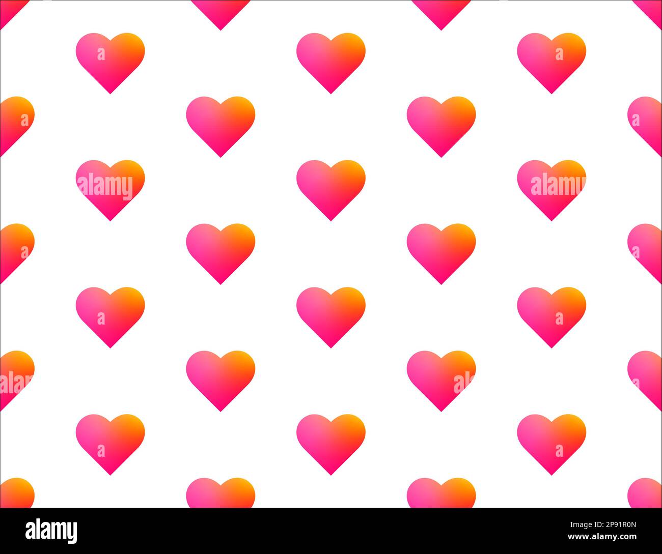 Hearts pattern pink and orange gradient – seamless – white background ...