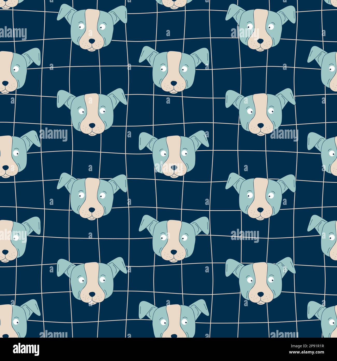 Cute dogs muzzle on thin line grid background. Doodle funny puppy face ...