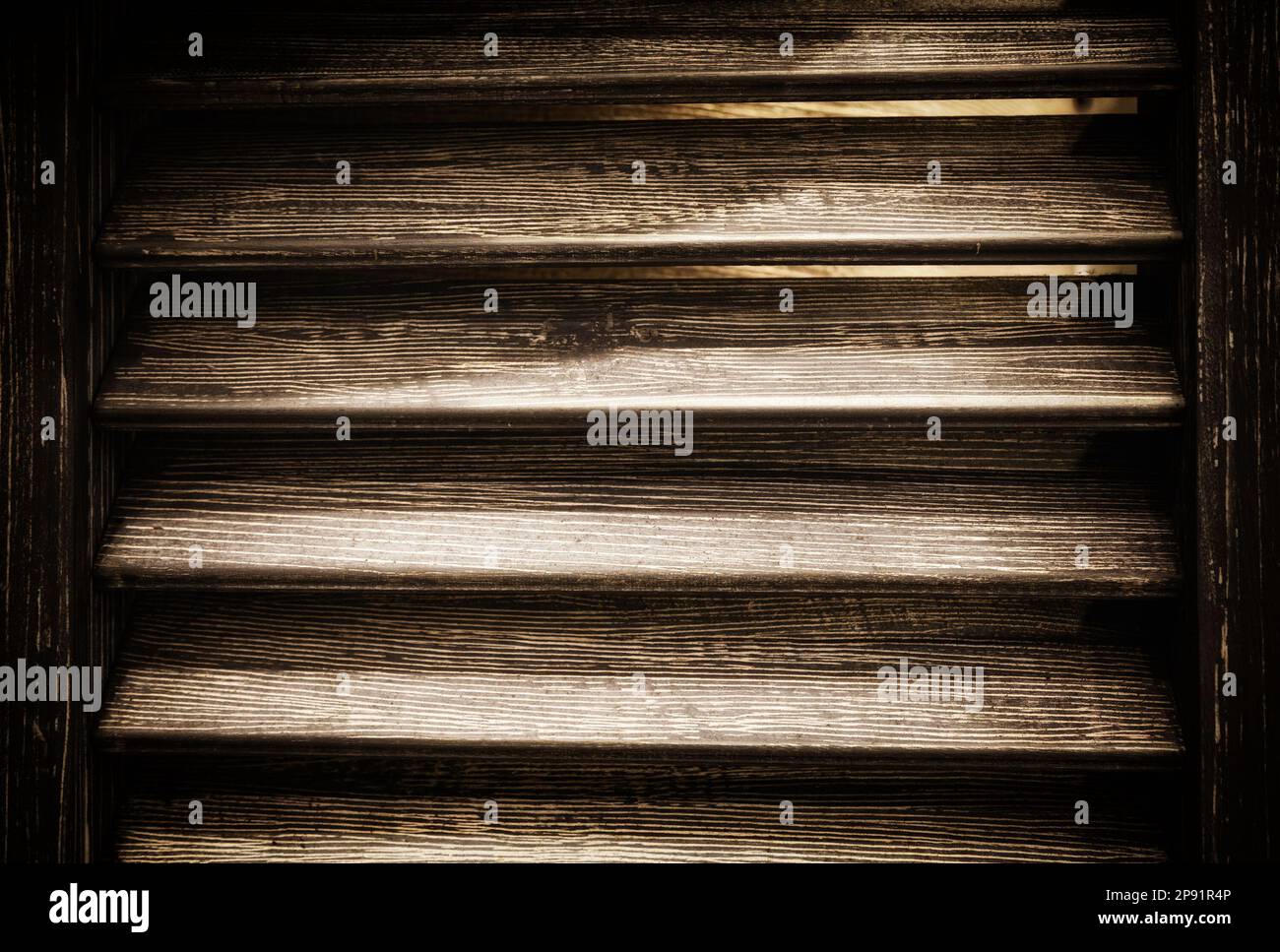 Brown wooden shutter texture background. Old shabby dark blind close-up ...
