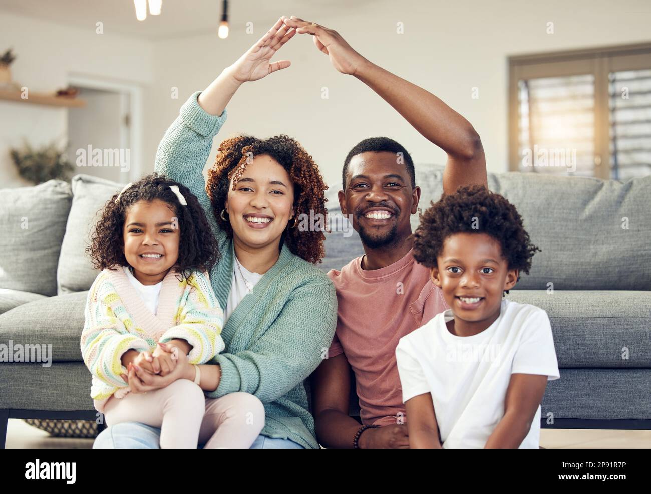 Family, portrait and security, love and insurance for protection with ...