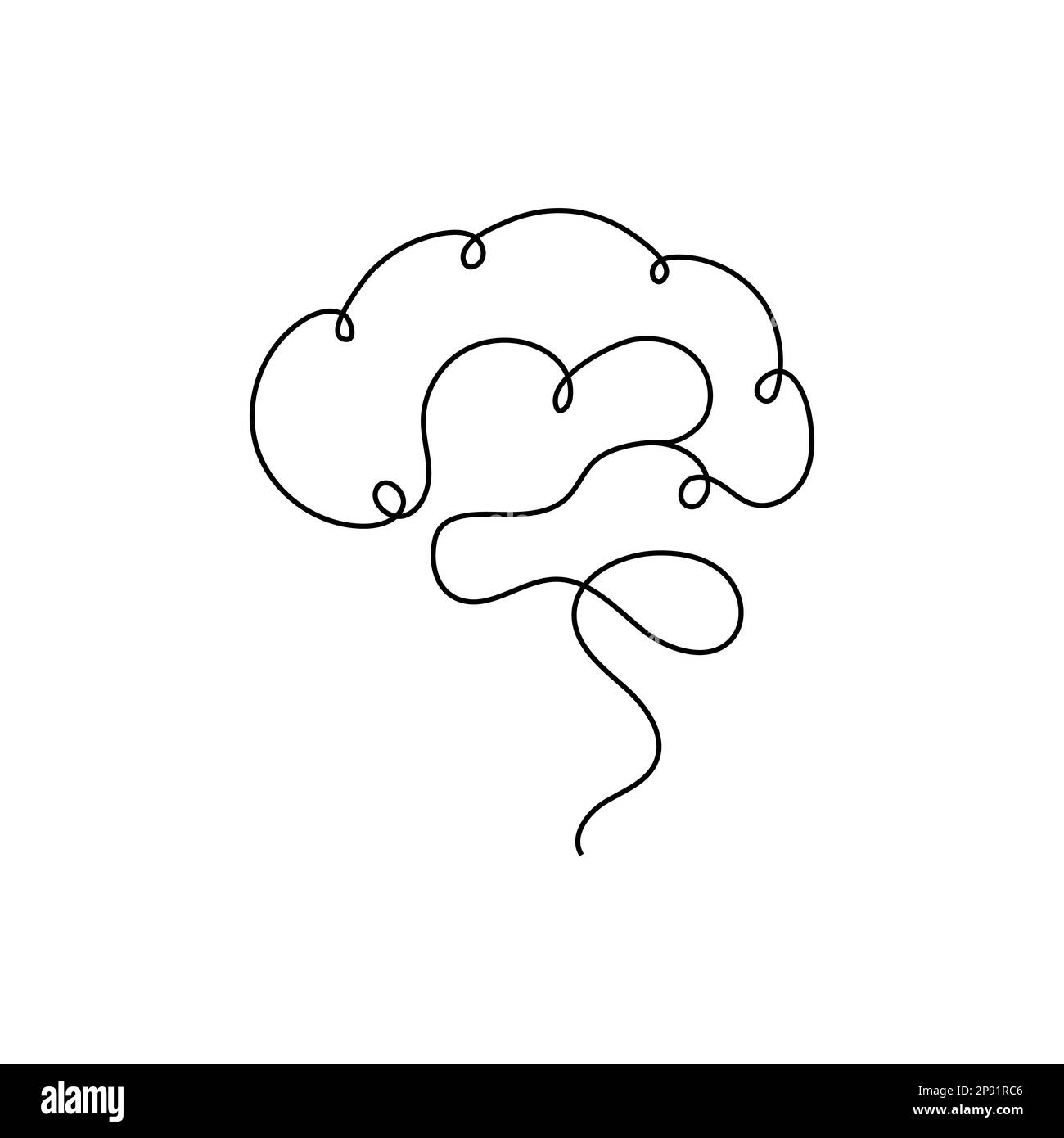 One line brain design silhouette.Logo design. Hand drawn minimalism ...