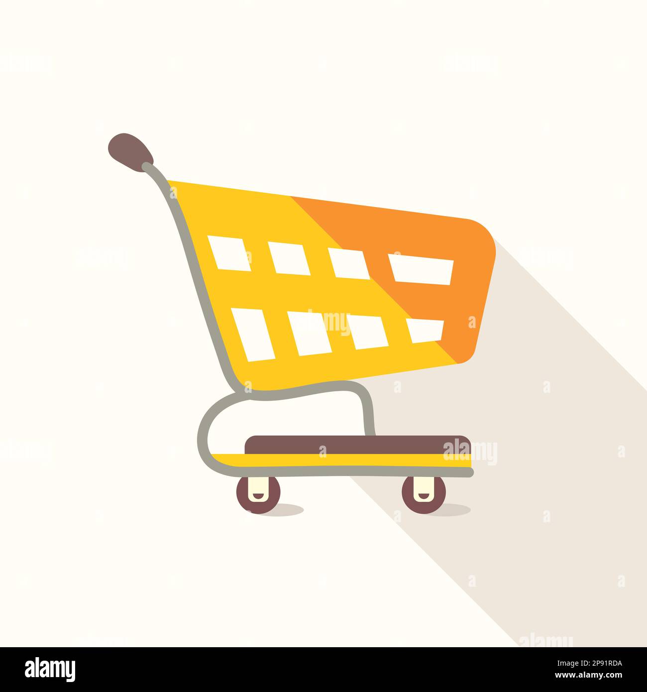 Simple yellow shopping cart icon isolated on white background. Vector ...