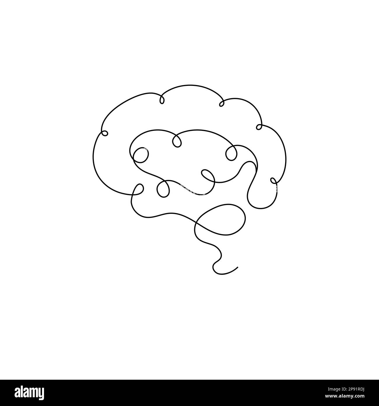 One line brain design silhouette.Logo design. Hand drawn minimalism ...