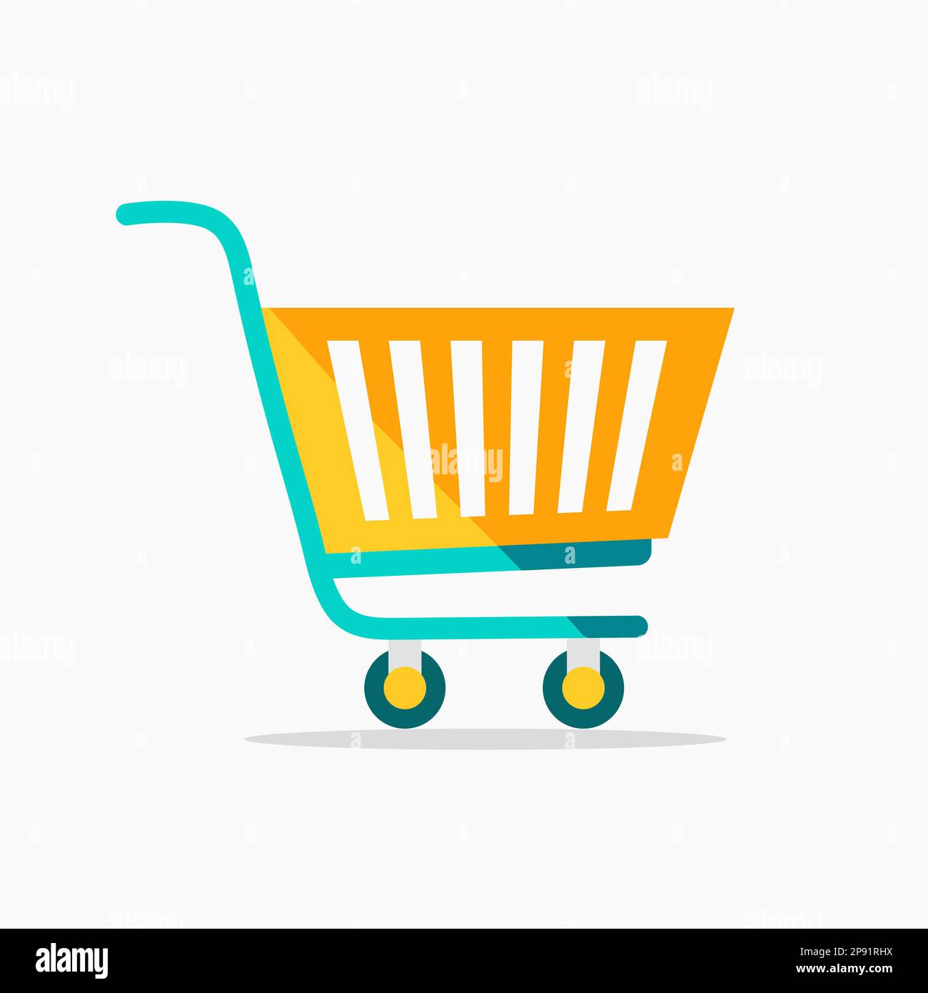 Simple yellow shopping cart icon isolated on white background. Vector ...