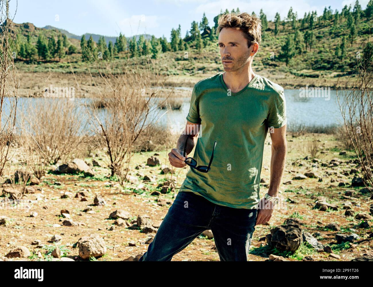 Male model posing outdoor hi-res stock photography and images - Alamy
