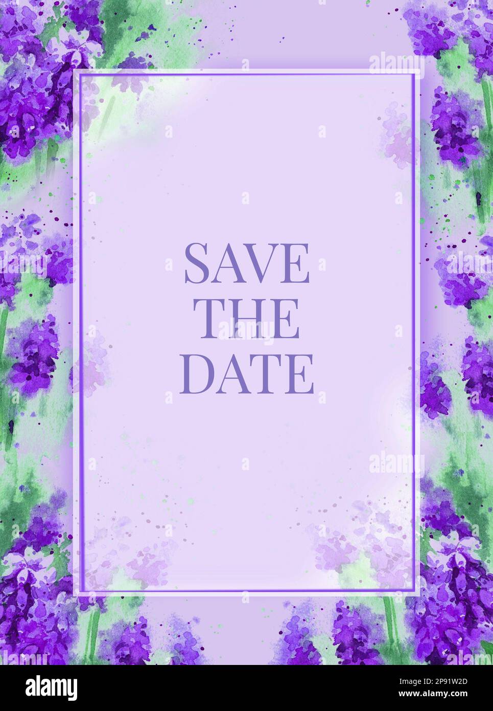 Purple and lilac background for greeting card with watercolour spring ...