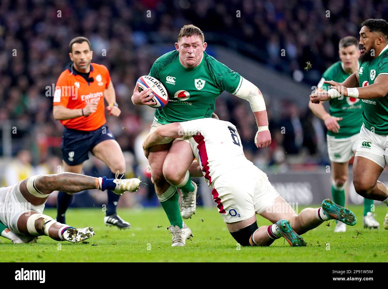 File photo dated 12-03-2022 of Ireland's Tadhg Furlong getting tackled ...