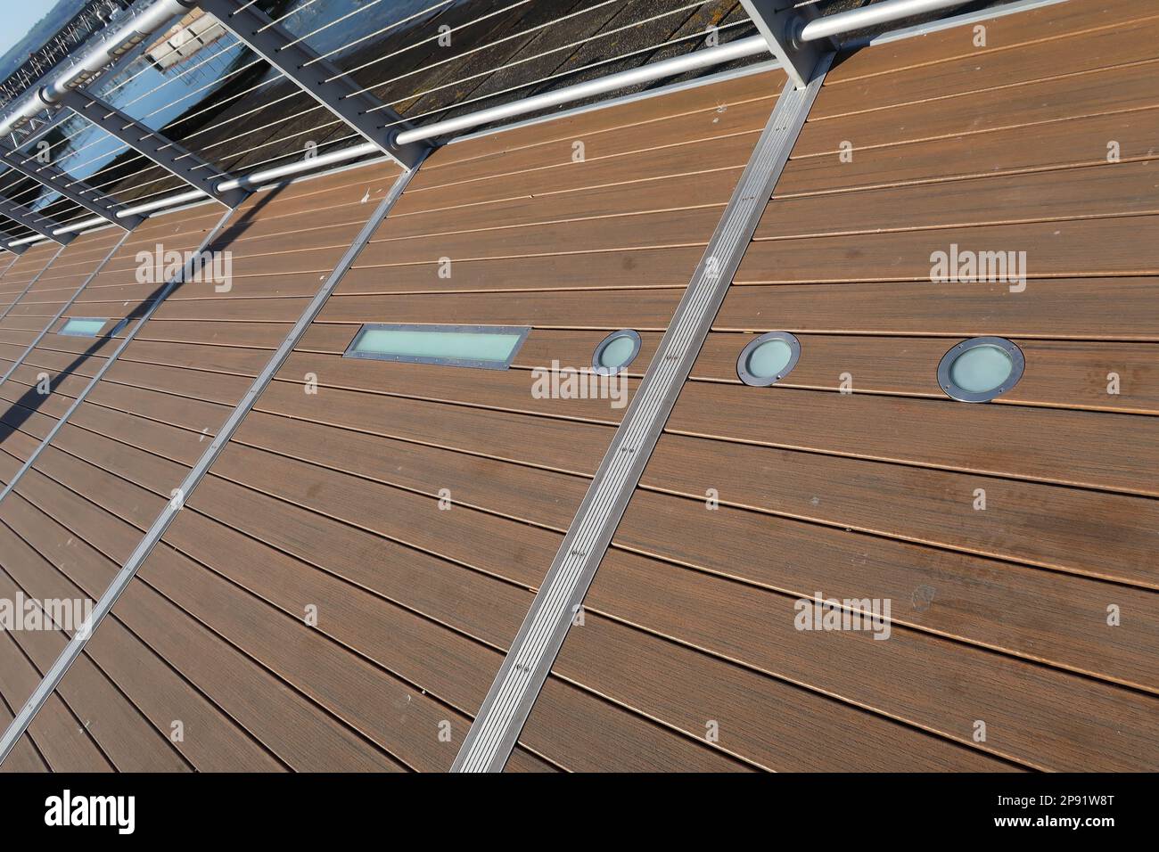 Morse code lights on the wooden decking at Beacon Quay, Torquay ...