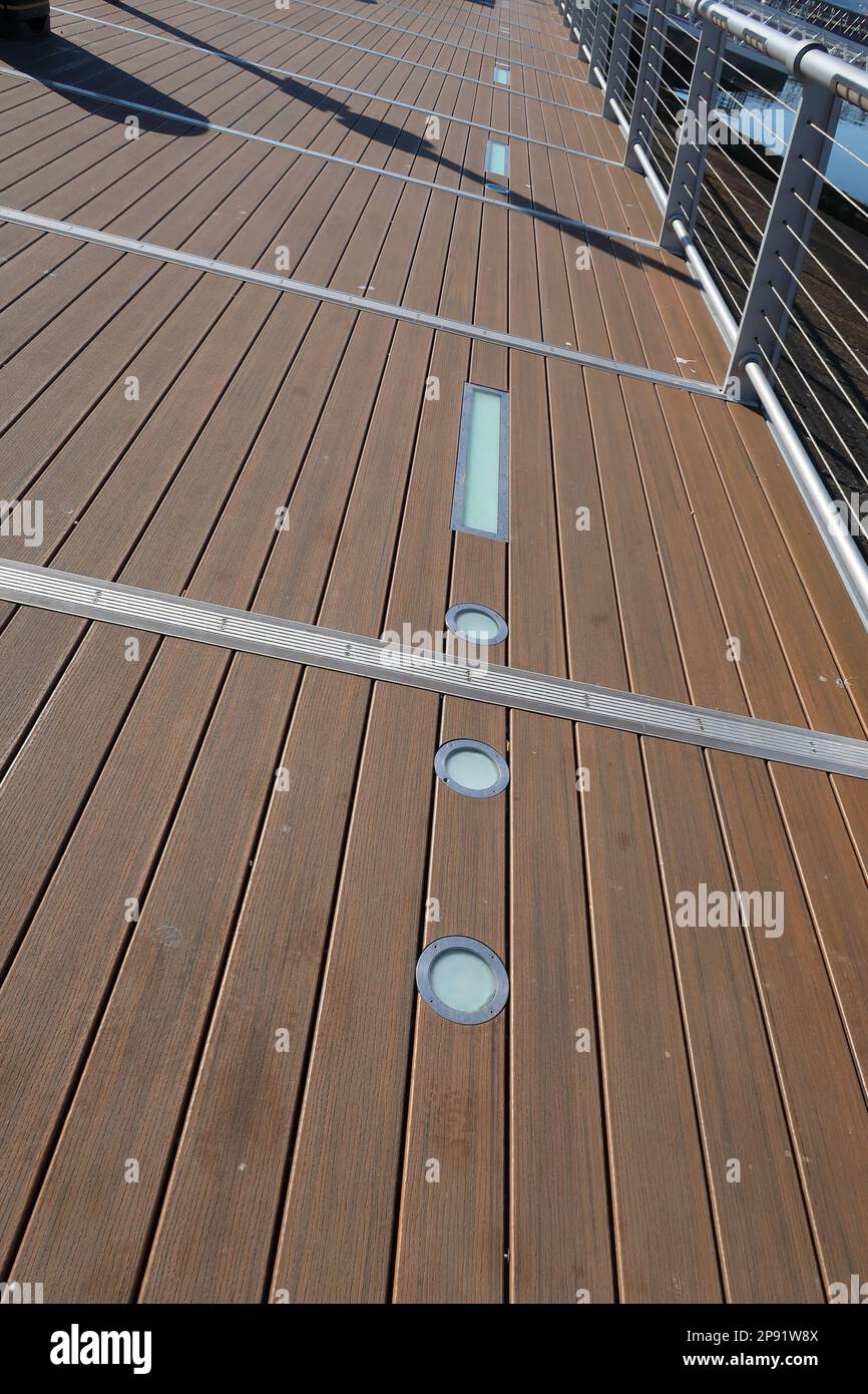Morse code lights on the wooden decking at Beacon Quay, Torquay ...