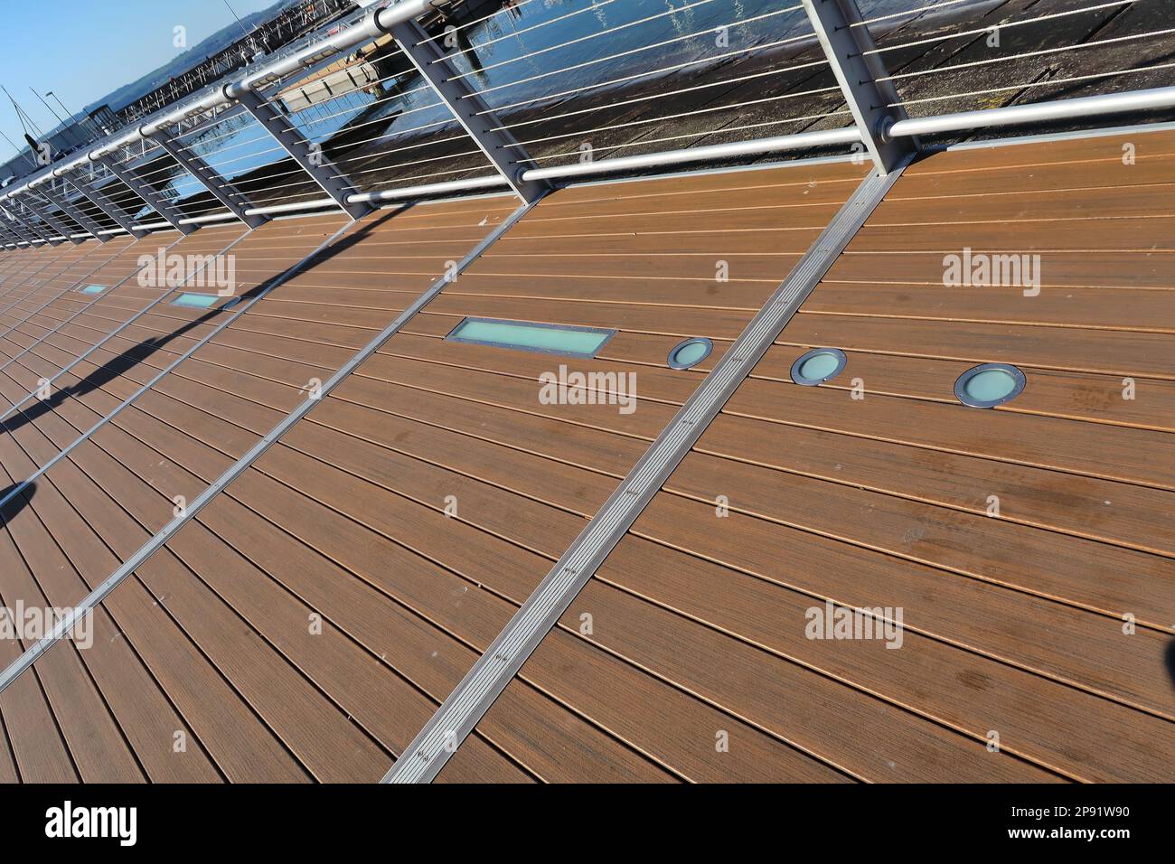 Morse code lights on the wooden decking at Beacon Quay, Torquay ...