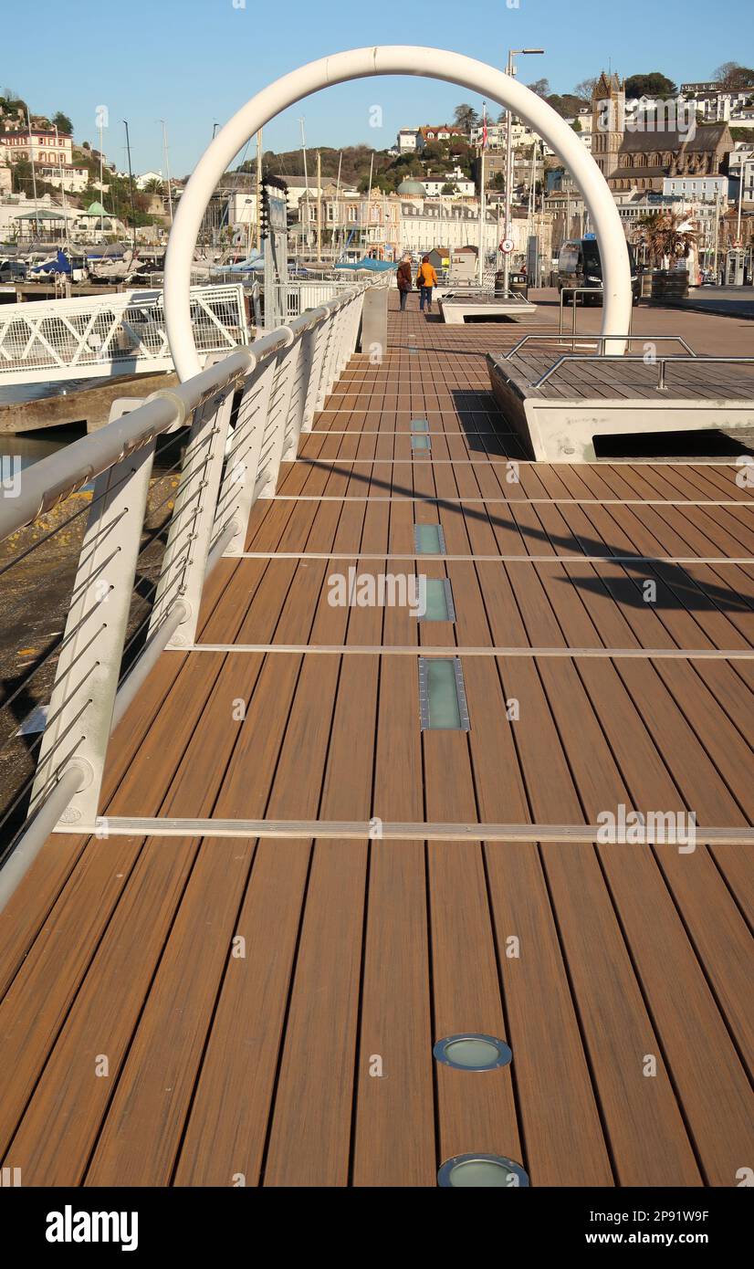 Morse code lights on the wooden decking at Beacon Quay, Torquay ...