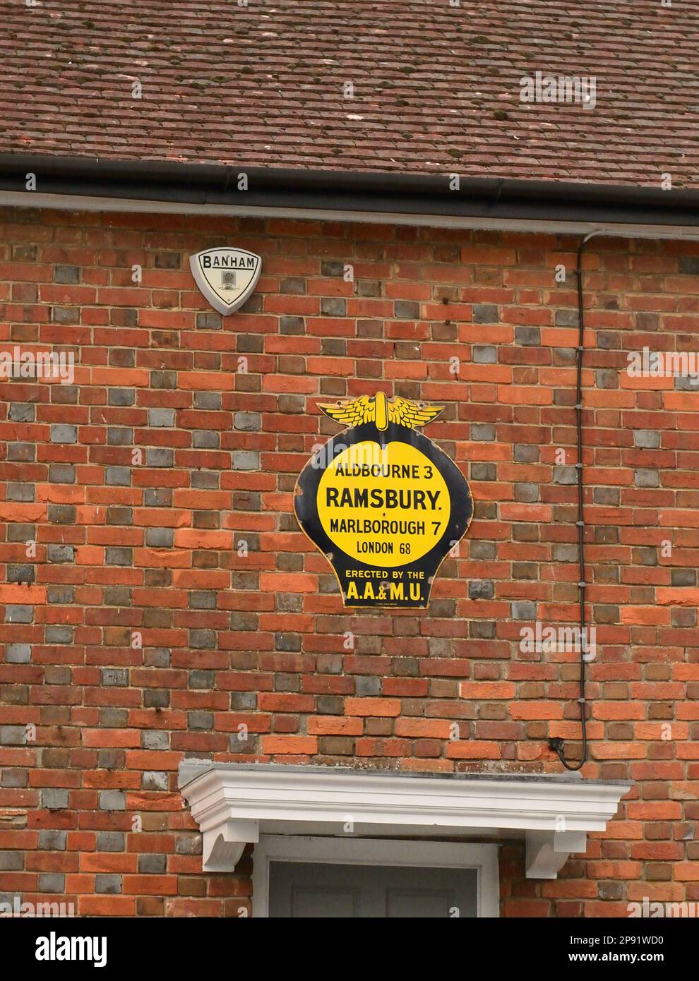 A vintage AA sign on the side of a house in Ramsbury, Wiltshire Stock ...