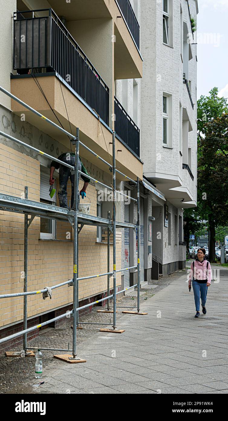 Small Scaffolding On Apartment Building, Berlin, Germany Stock Photo ...