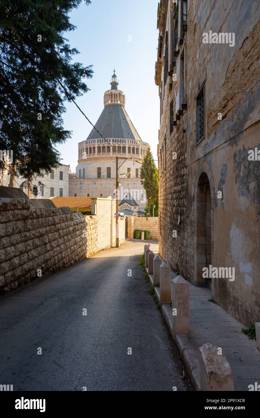 A picturesque street of stone buildings in the streets of Nazareth ...