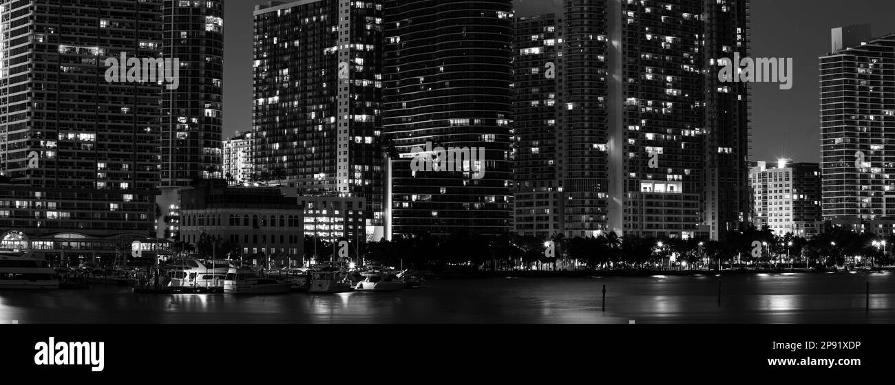 Miami, Florida, USA skyline on Biscayne Bay, city night backgrounds ... Miami, Florida, USA skyline on Biscayne Bay, city night backgrounds ...