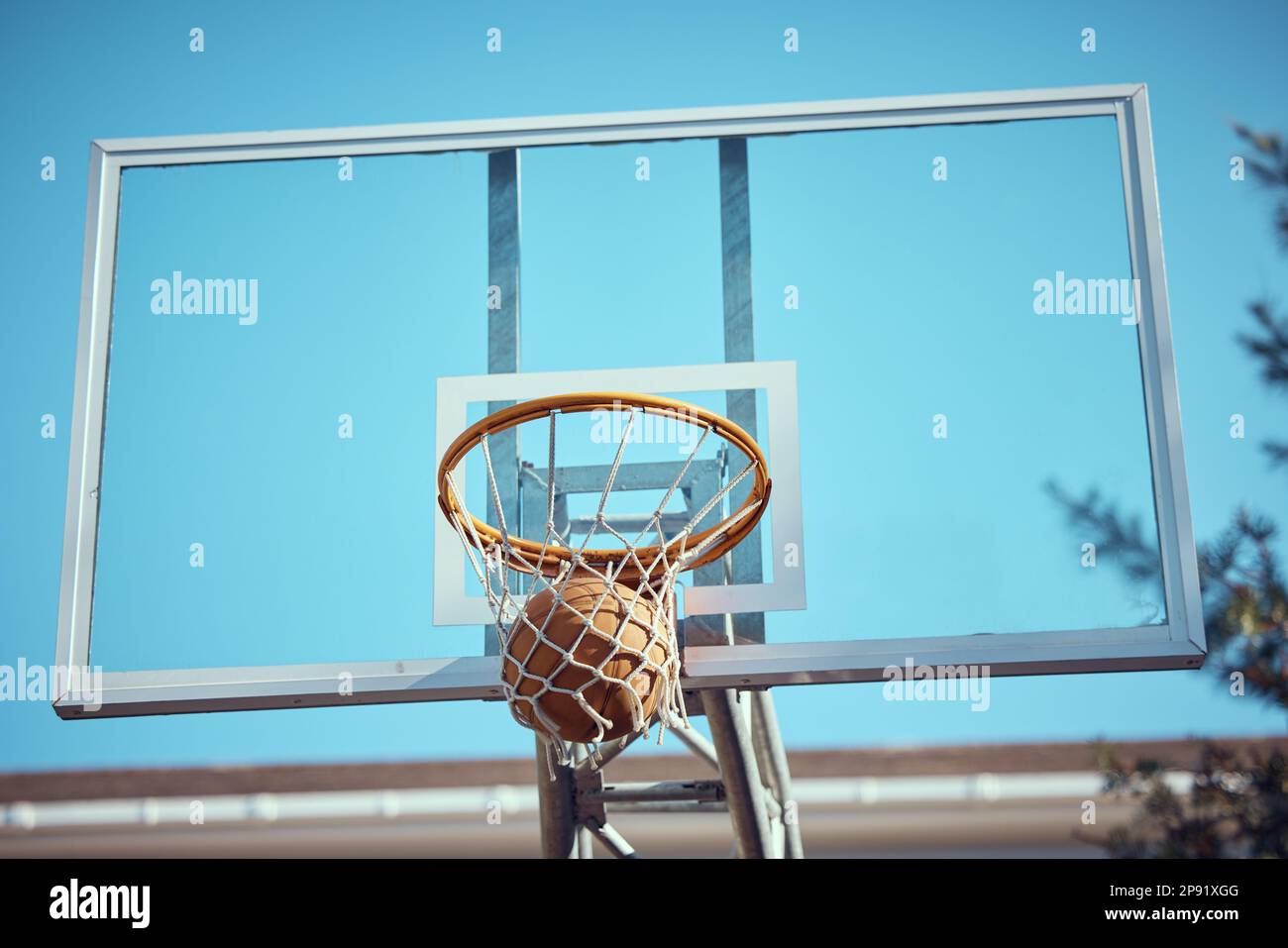 Basketball court net, point score and sports playing game, competition ...