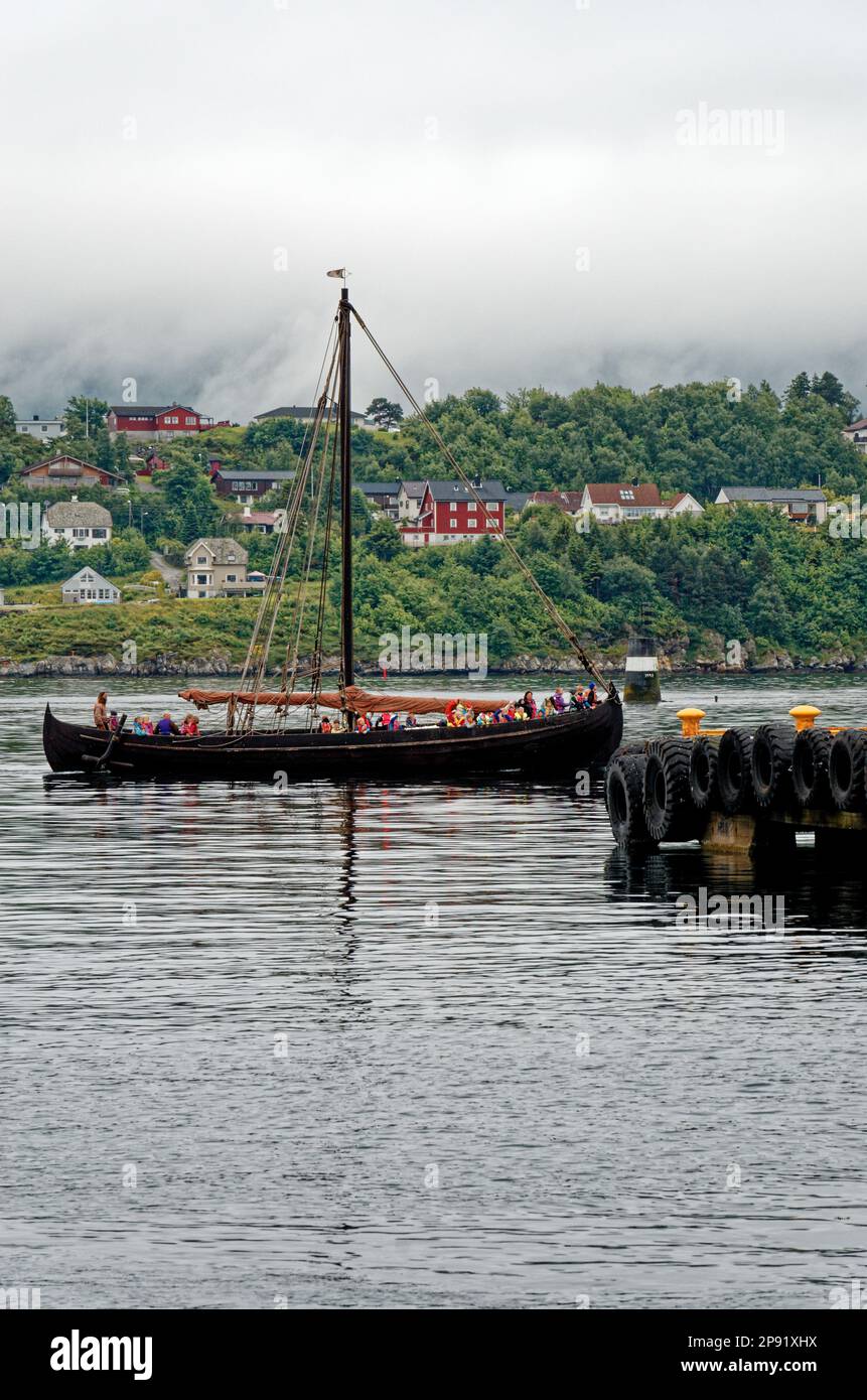 Viking Longboat Replica sailing in Alesund town and municipality in ...