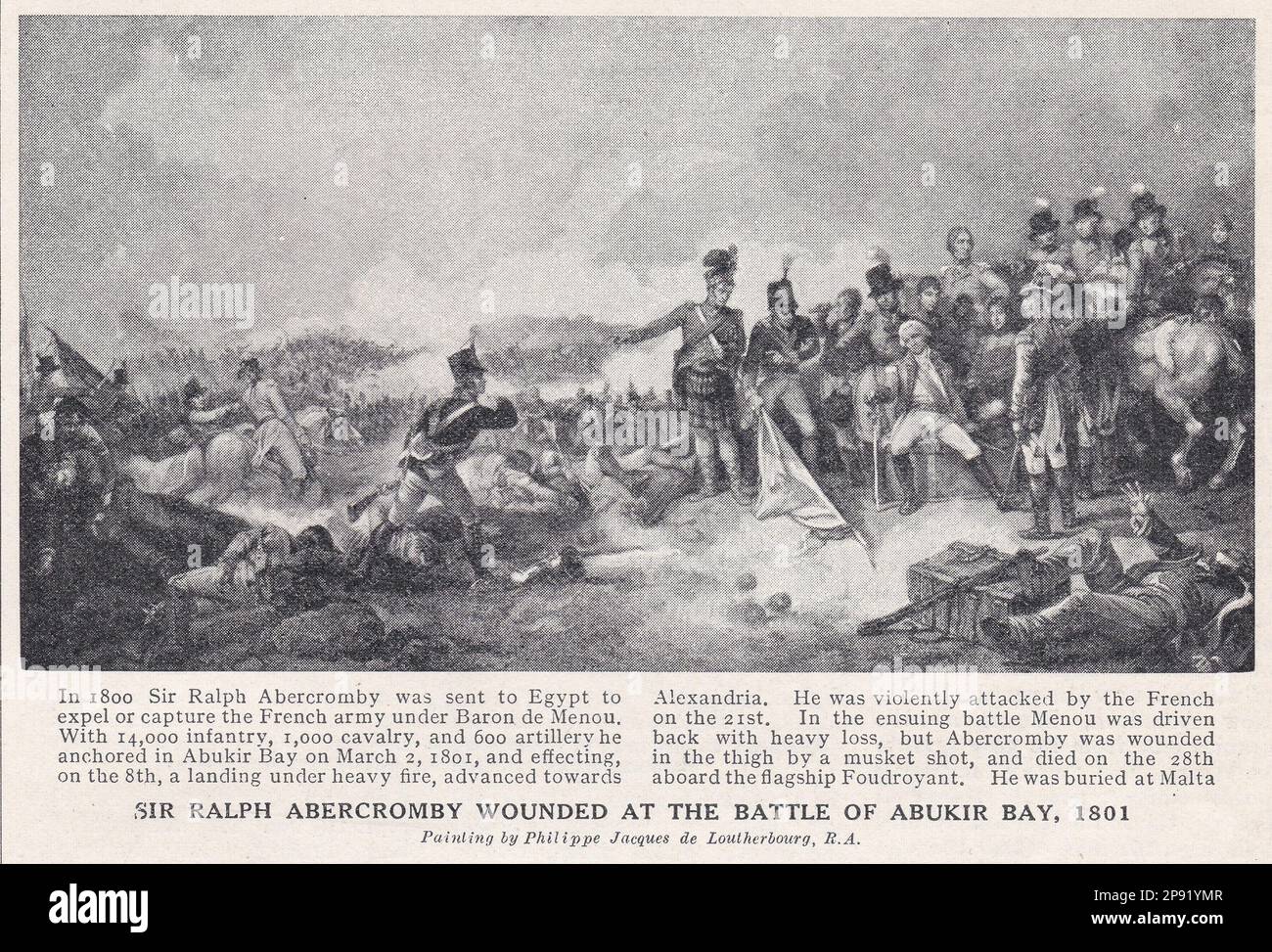 Sir Ralph Abercromby wounded at the Battle of Abukir Bay 1801 Stock ...