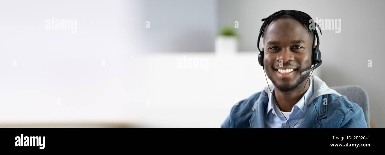 Customer Service Agent Man In Call Center Stock Photo - Alamy