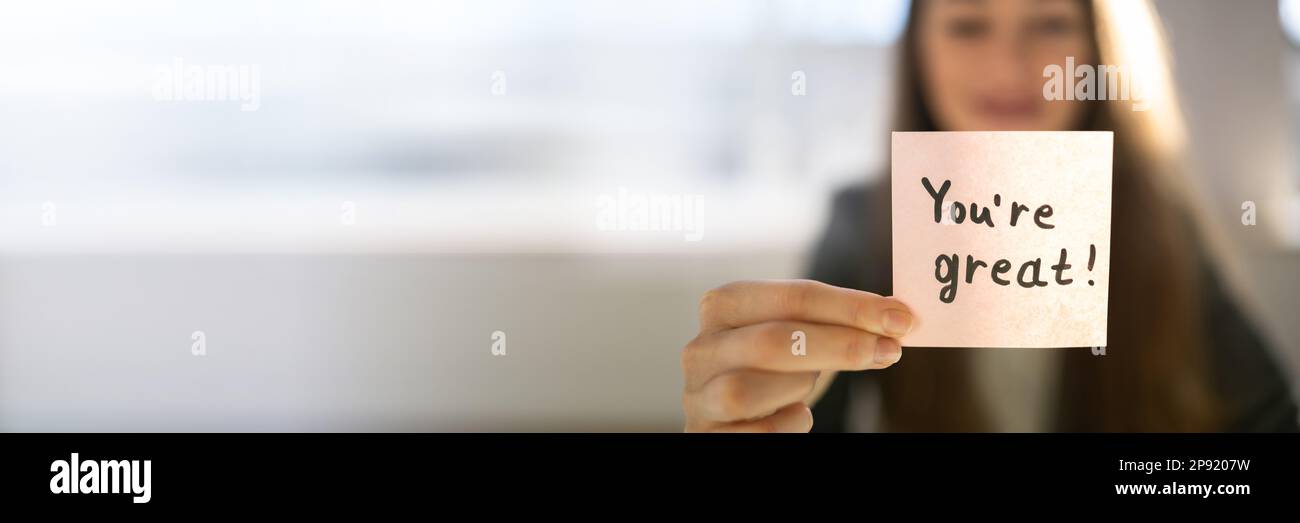 Compliment And Praise Message Sign. Business Concept Note Stock Photo ...