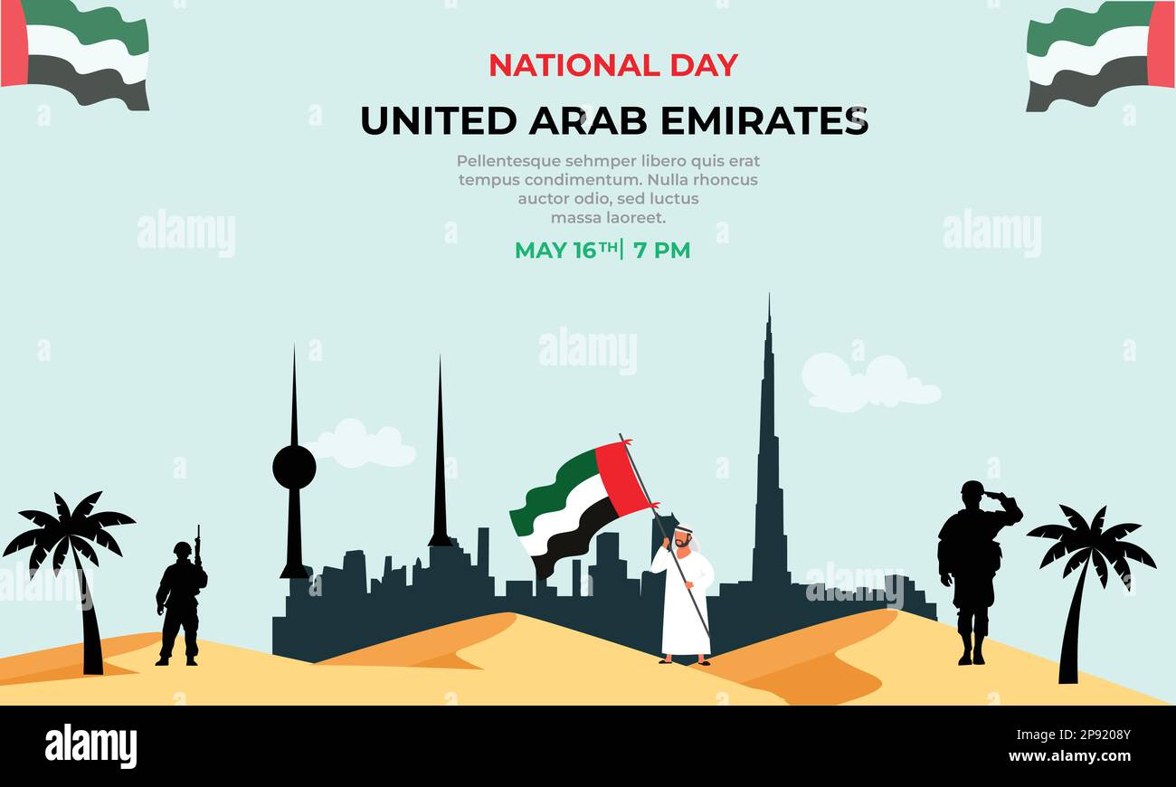 UAE national day horizontal banner poster template design vector Stock ...