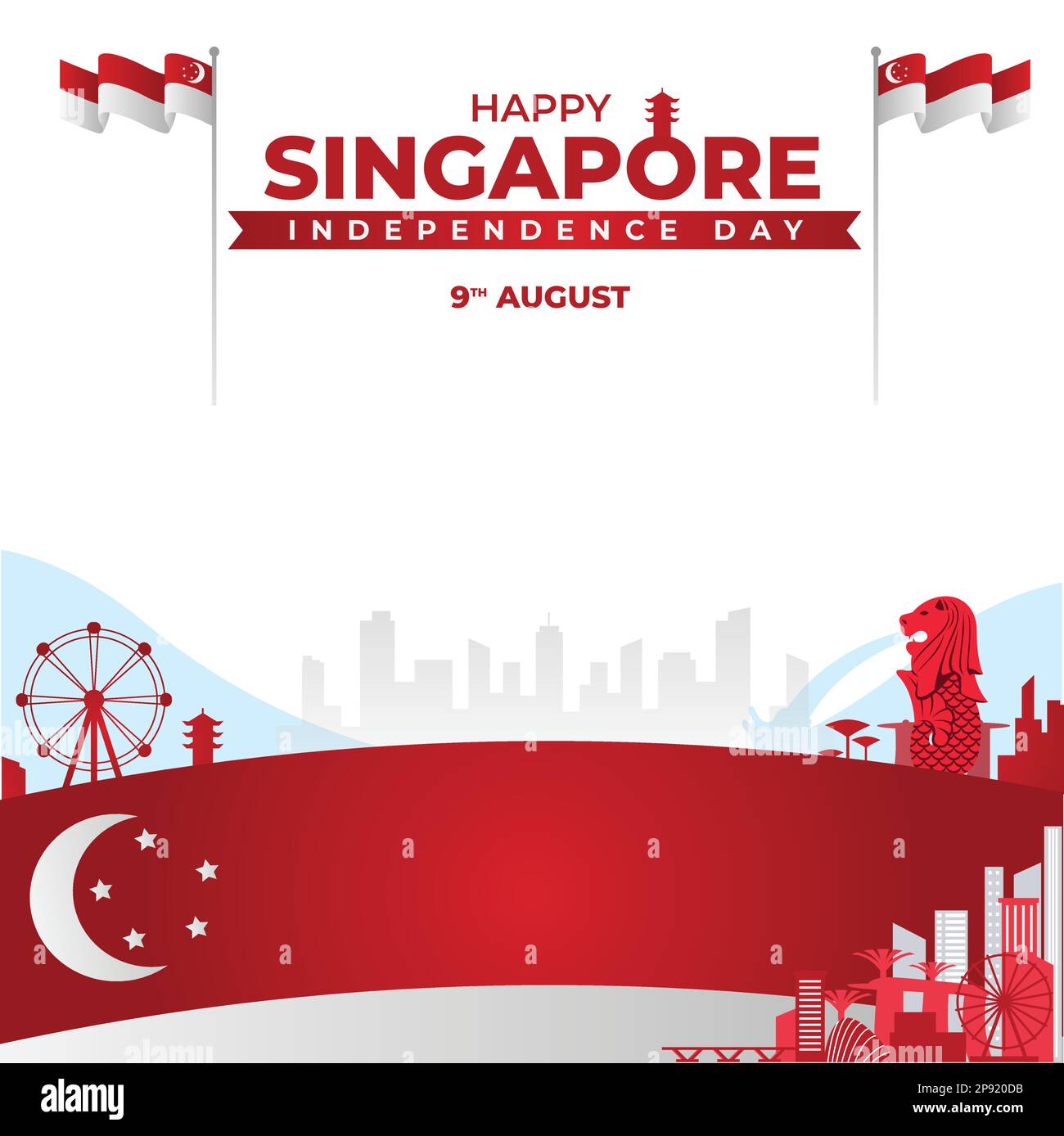 Singapore's independence day August 9th horizontal banner poster ...