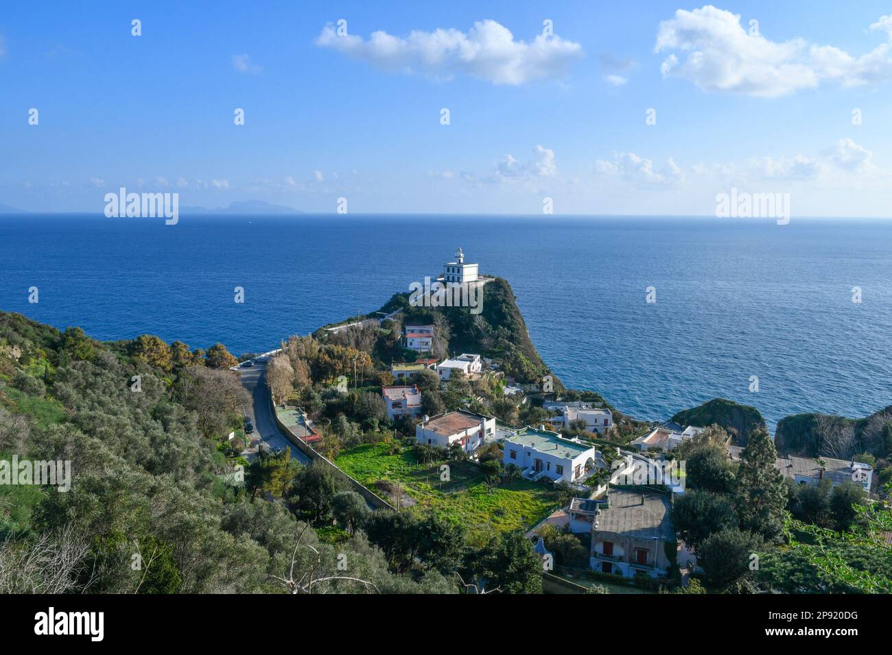 The lighthouse of Capo Miseno, on the coast facing the islands of the ...