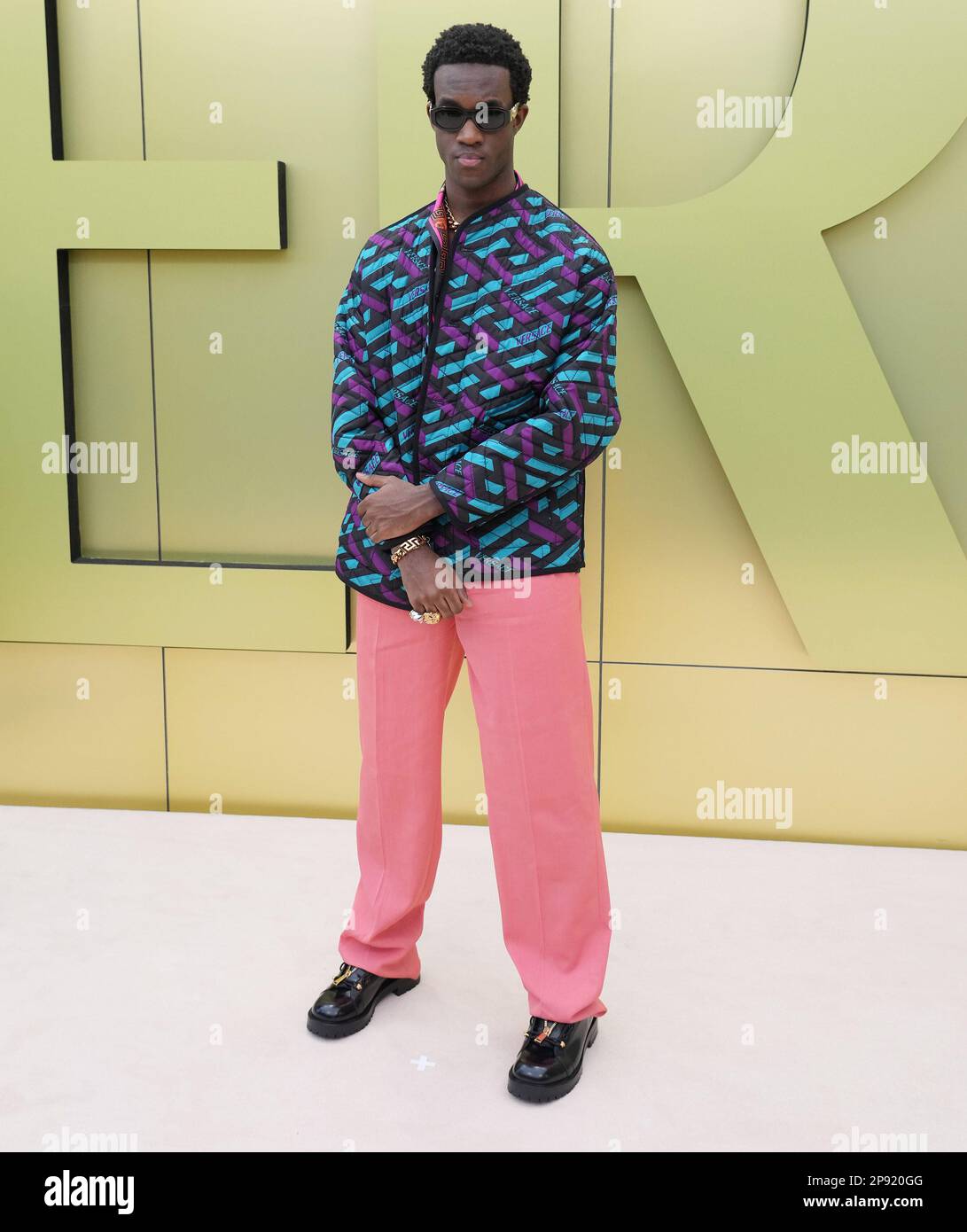 Wisdom Kaye arrives at the Versace FW23 Show held at the Pacific Design ...