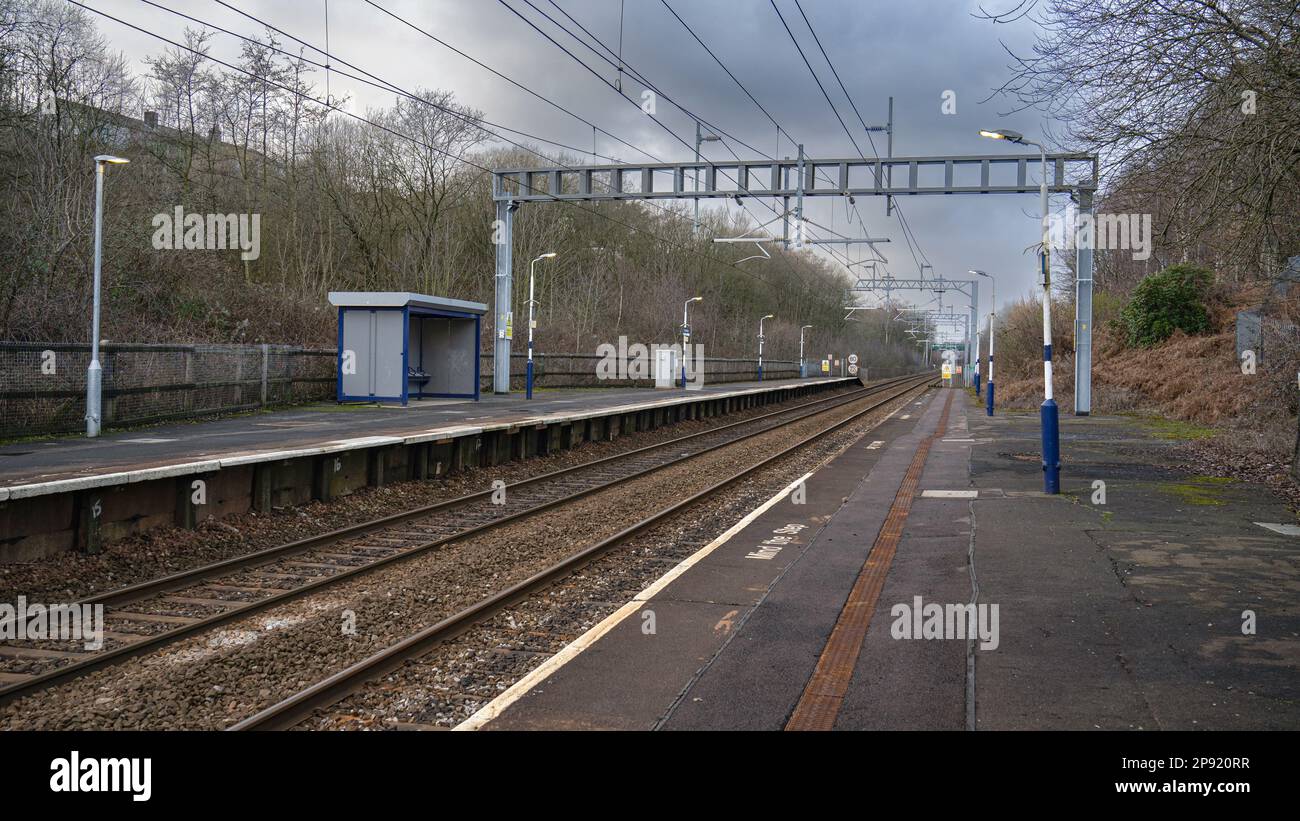 Train rails. Empty train station and rails Stock Photo - Alamy