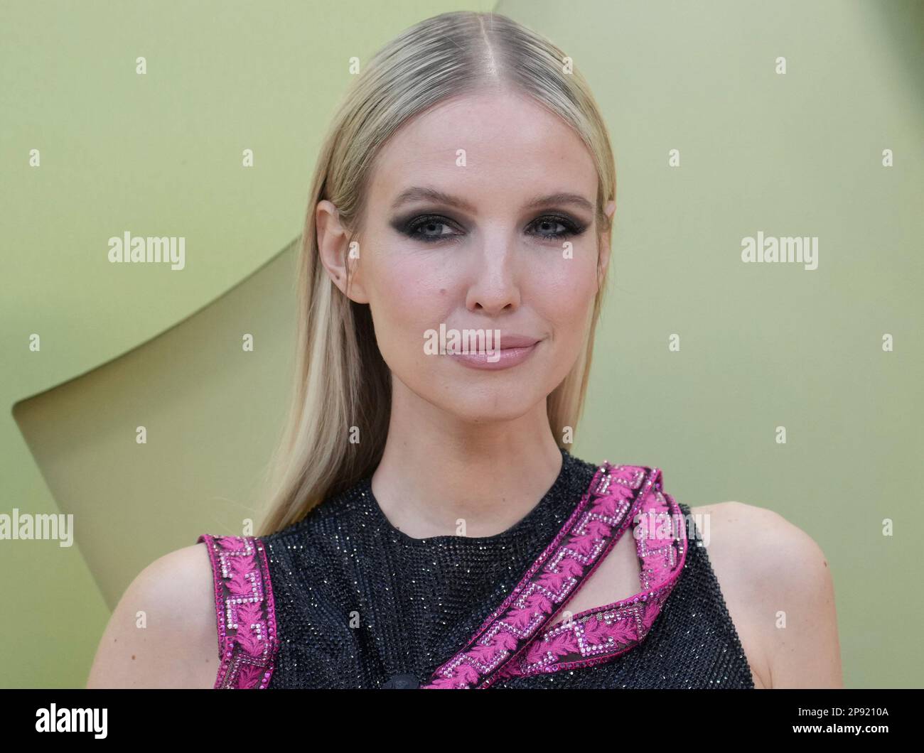 Leonie Hanne arrives at the Versace FW23 Show held at the Pacific ...