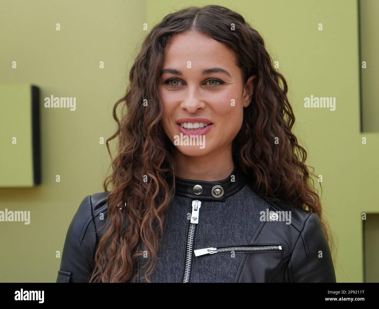 Sarah Lysander arrives at the Versace FW23 Show held at the Pacific ...