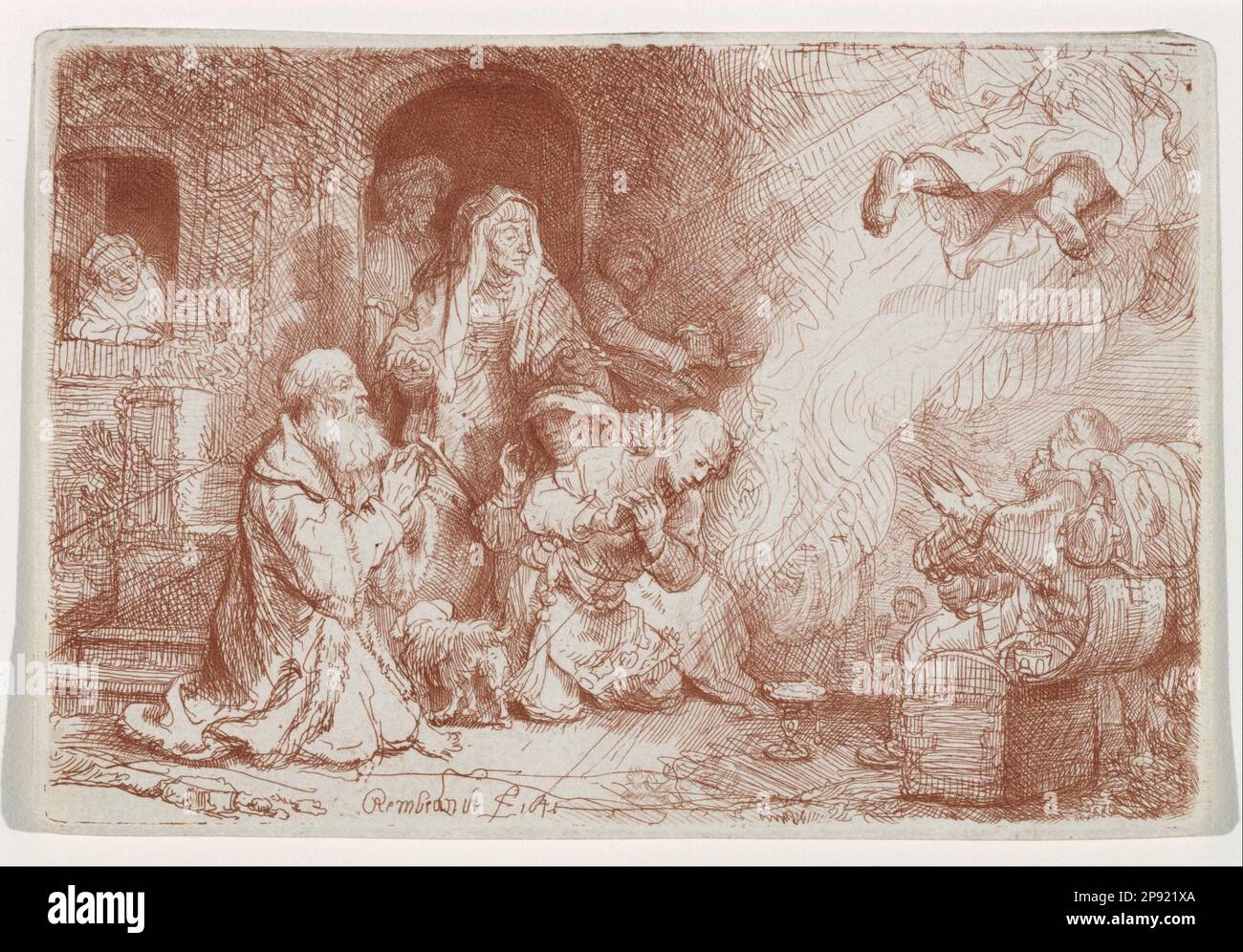 The Angel Departing from the Family of Tobias 1641 by Rembrandt Stock ...
