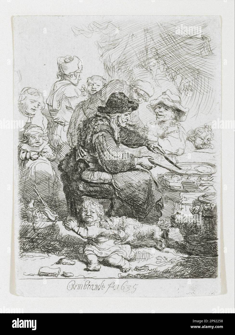 English: The Pancake Woman 1635 by Rembrandt Stock Photo - Alamy