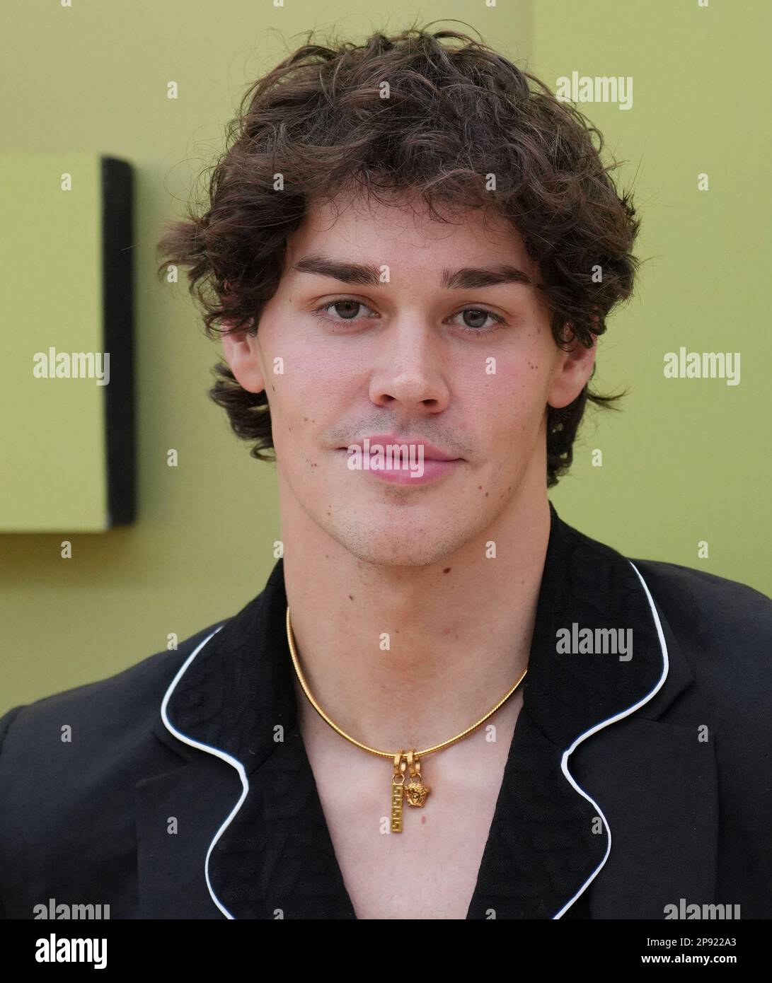 Noah Beck arrives at the Versace FW23 Show held at the Pacific Design ...