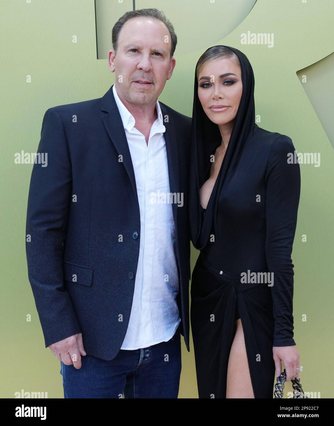 (R-L) Jamilla Strand and Guest arrives at the Versace FW23 Show held at ...