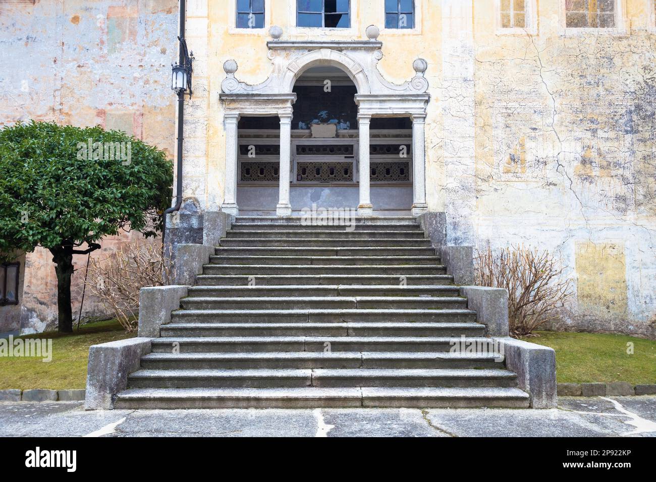 A long stair create the perspective to this 15th century Italian chapel ...