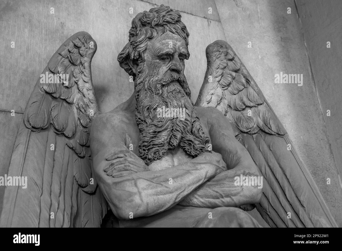 Antique angel statue (monument made in 1820) (marble) in a Christian ...